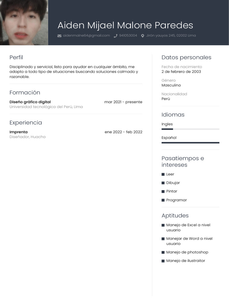 CV Aiden Mijael Malone | PDF