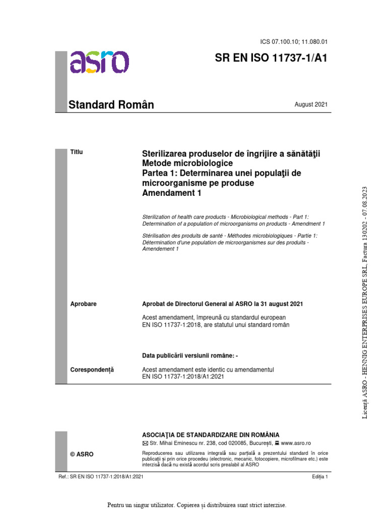 SR EN ISO 11737-1 (2018 - A1 (2021e PDF | PDF | European Union ...