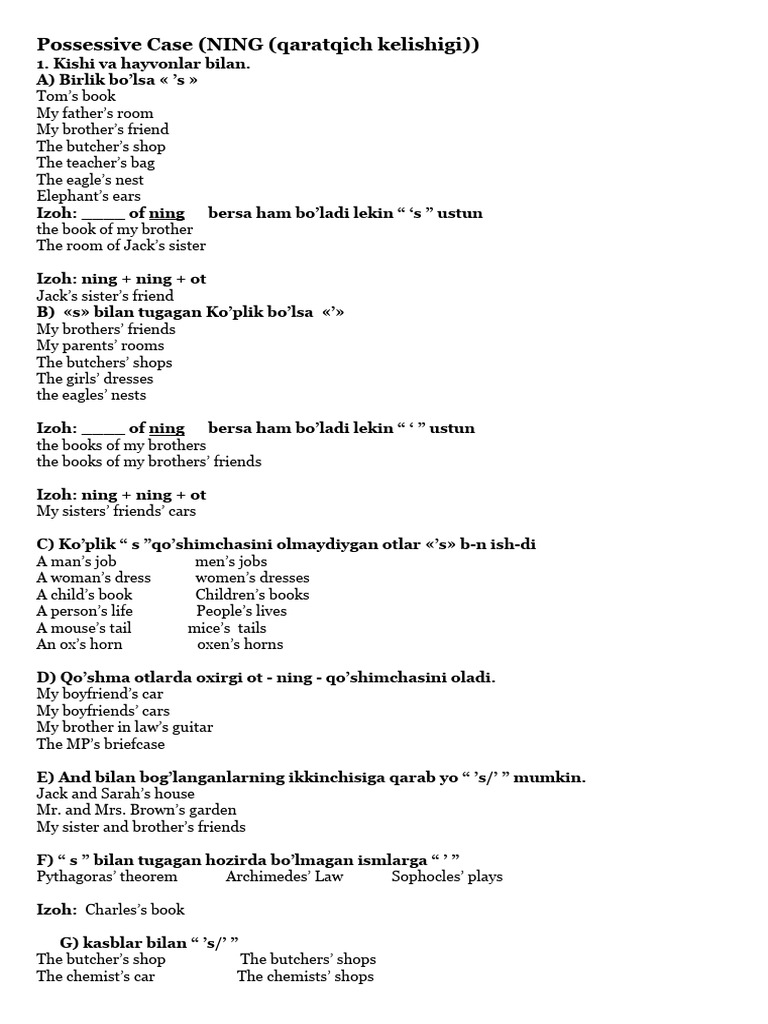 Possessive Case | PDF