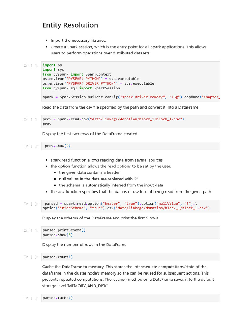 Spark Entity Resolution with DataFrame Analysis | PDF | Comma Separated Values | Table (Database)