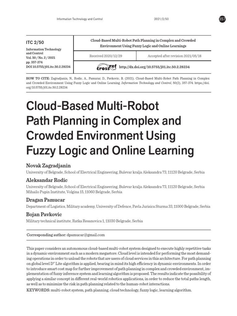Cloud Based Multi Robot Path Planning In Complex A Pdf Computing