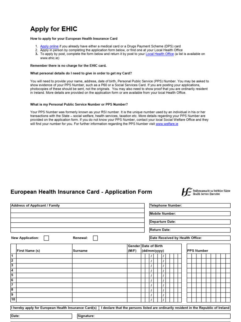Apply For EHIC: Apply Online Local Health Office | PDF | Social Programs | Service Industries