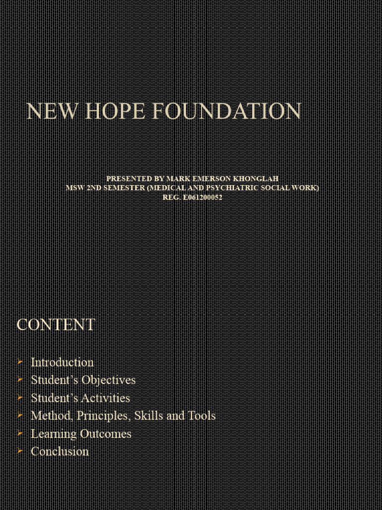New Hope Foundation | PDF | Drug Rehabilitation | Mental Health