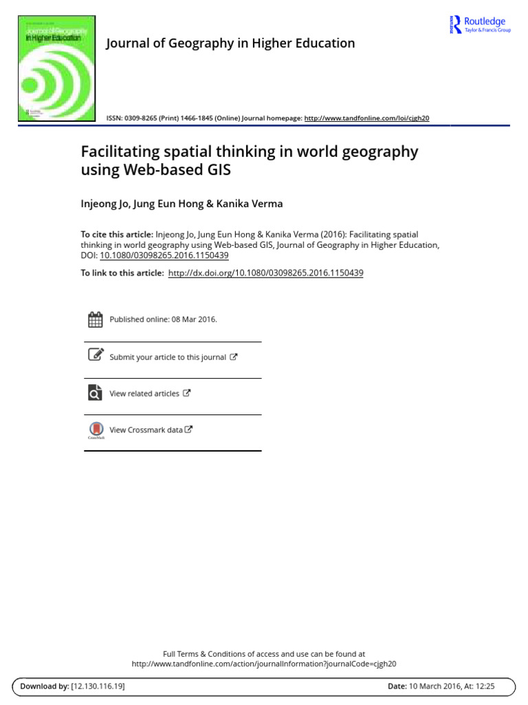 Facilitating Spatial Thinking in World G | PDF | Geographic Information ...