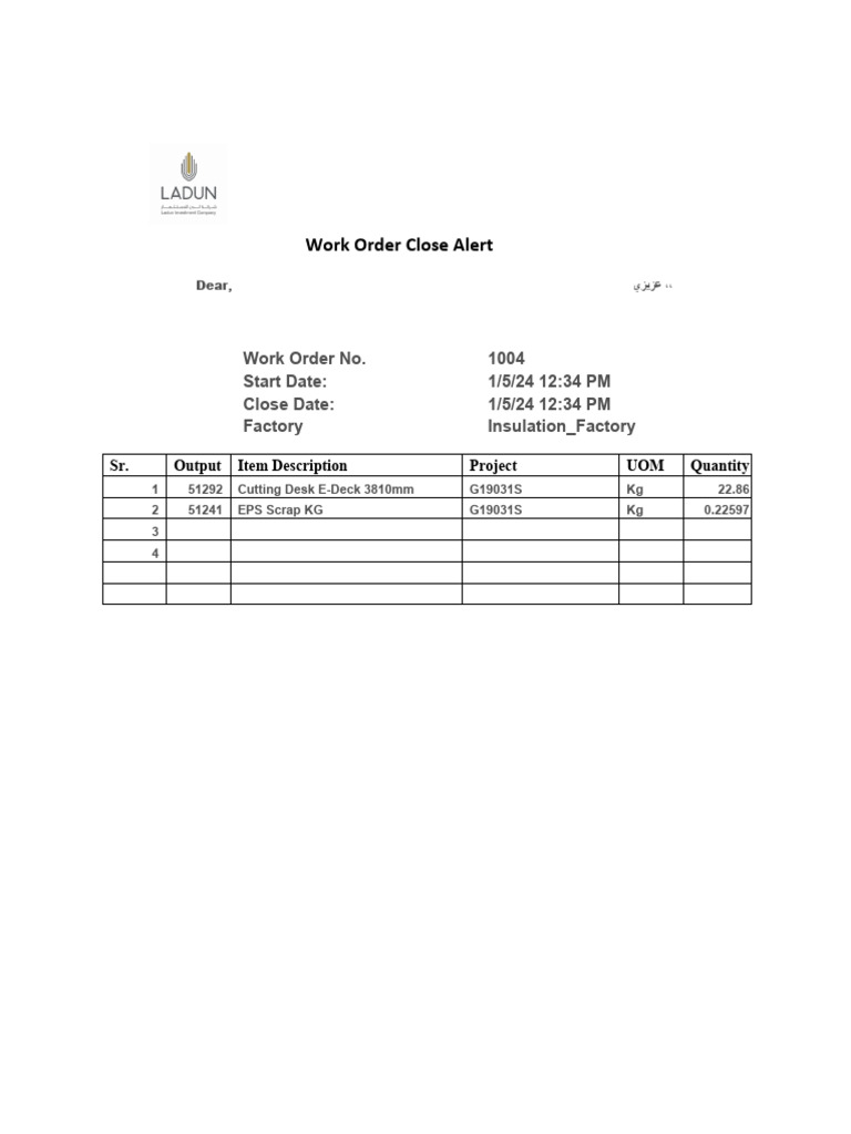 Production Completion Alert | PDF
