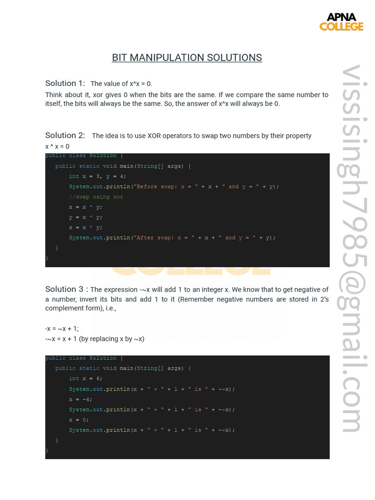 Bit Manipulation Solutions | PDF