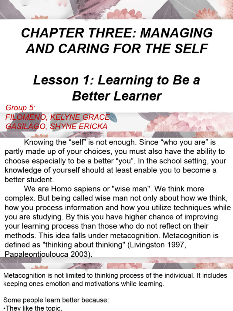 Learning To Be A Better Learner GROUP 5 | PDF | Metacognition | Learning