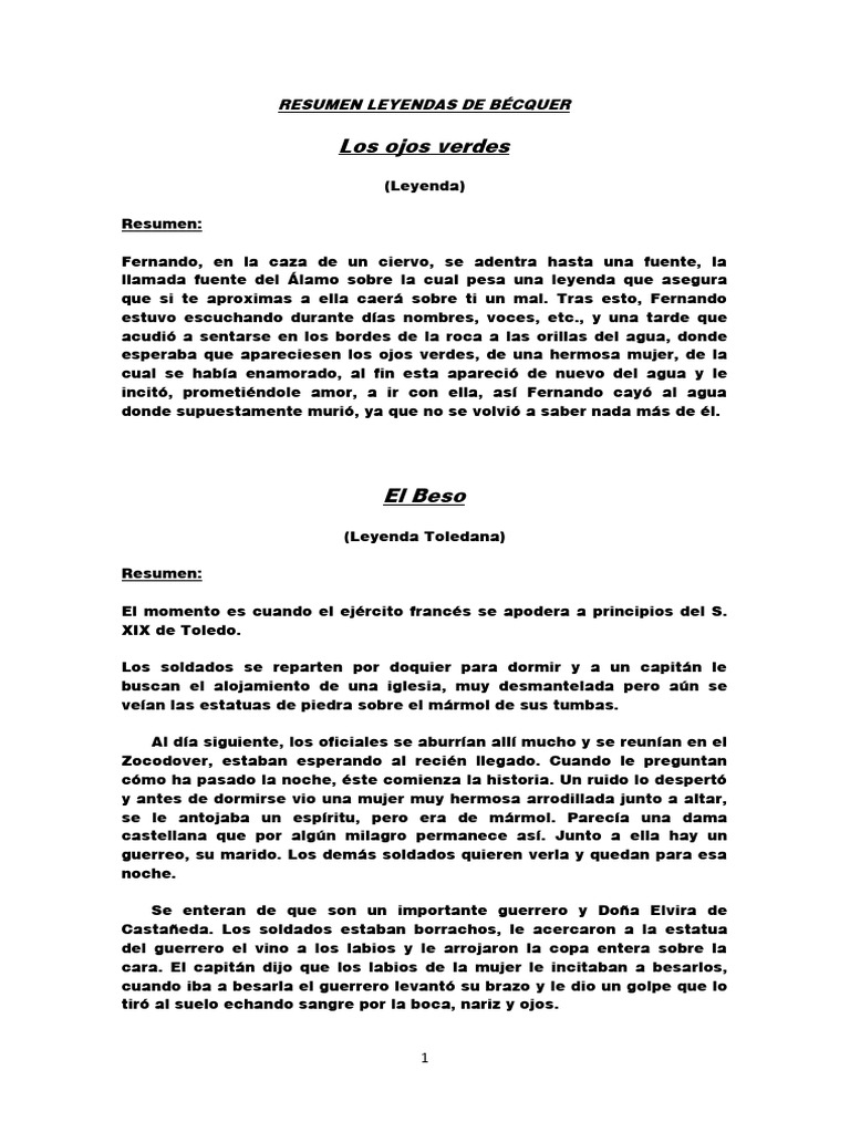 Resumen Leyendas de Bã - Cquer | PDF | Novela negra, policíaca y suspenso | Poesía