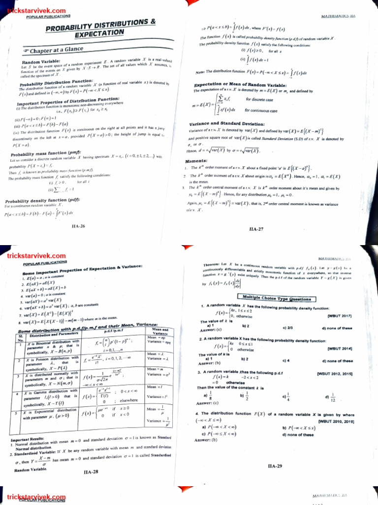 Emailing Maths CHP 2 - Watermark | PDF | Variance | Probability Distribution