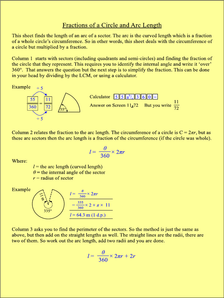Arc and Sector Perimeter | PDF