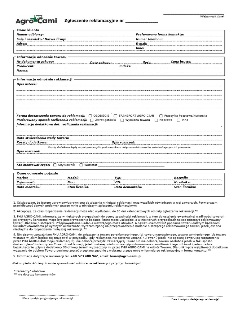 Druk Reklamacyjny Ac | PDF