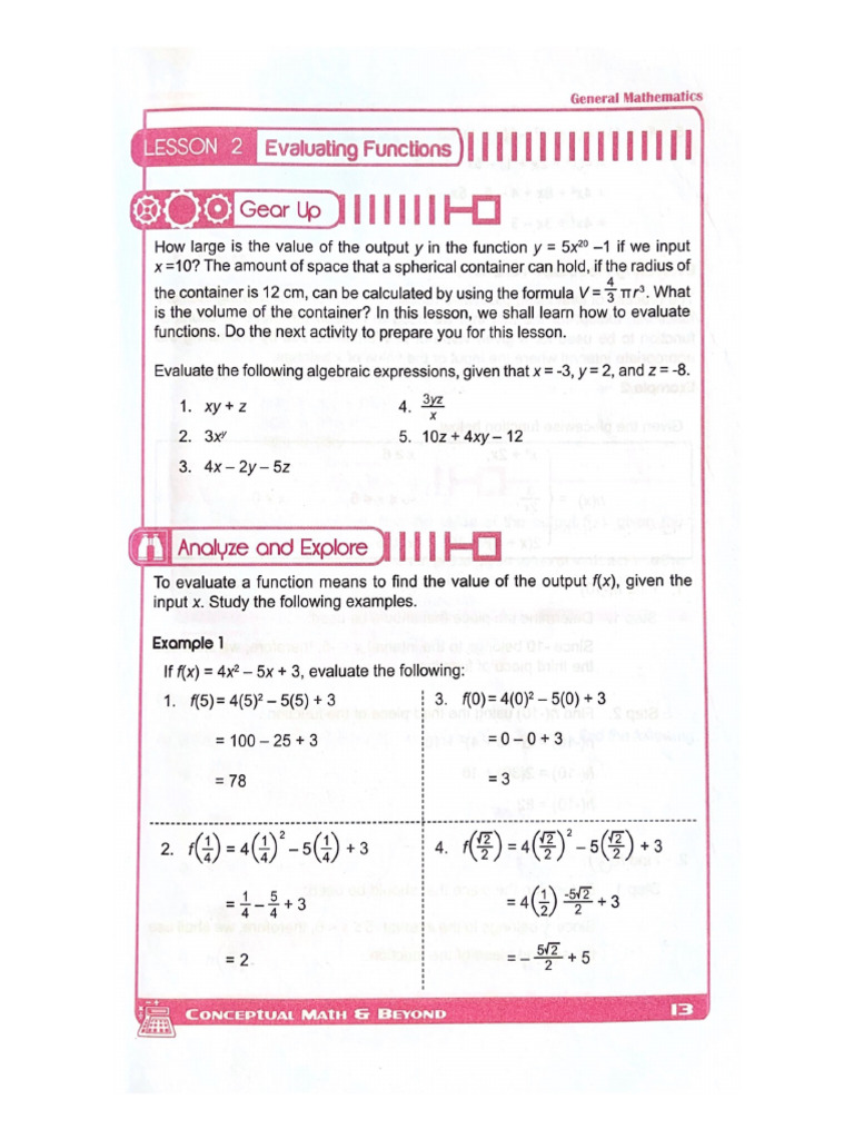 Lesson 2 Evaluating Functions | PDF