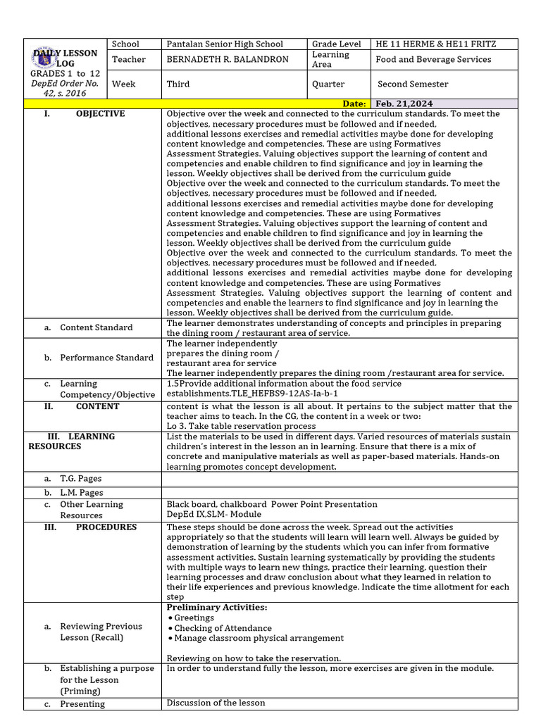 Exemplar Fbs | PDF | Learning | Educational Assessment