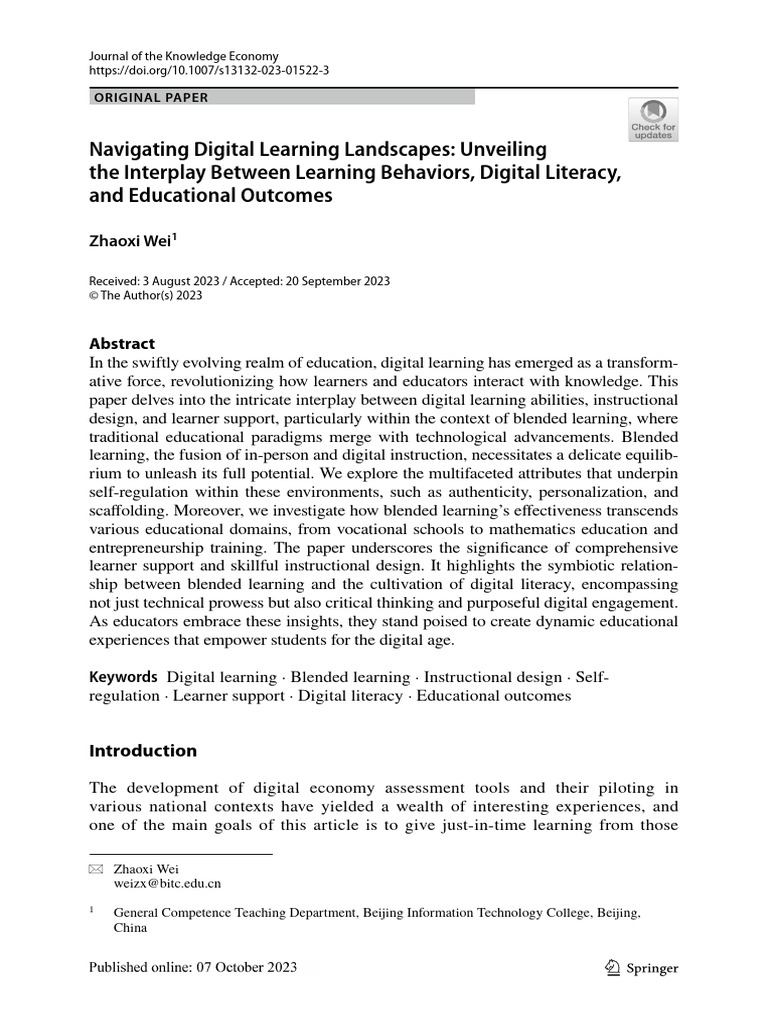 Digital Literacy in Blended Learning | PDF | Learning | Mean Squared Error