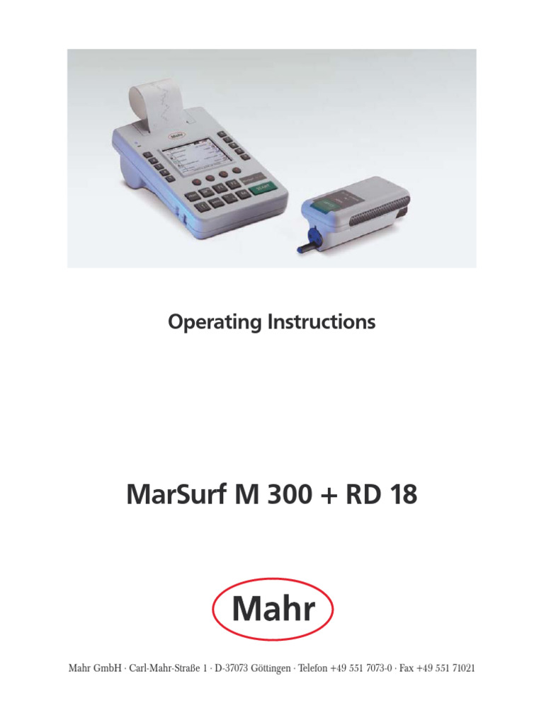MarSurf M300 Instruction Manual | PDF | Menu (Computing) | Computer File