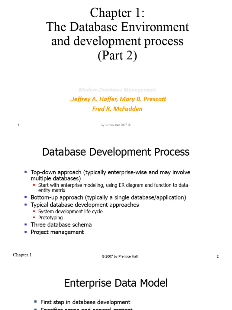 Chapter 1 The Database Environment And Development Process Part 2 Pdf Databases Data Model 