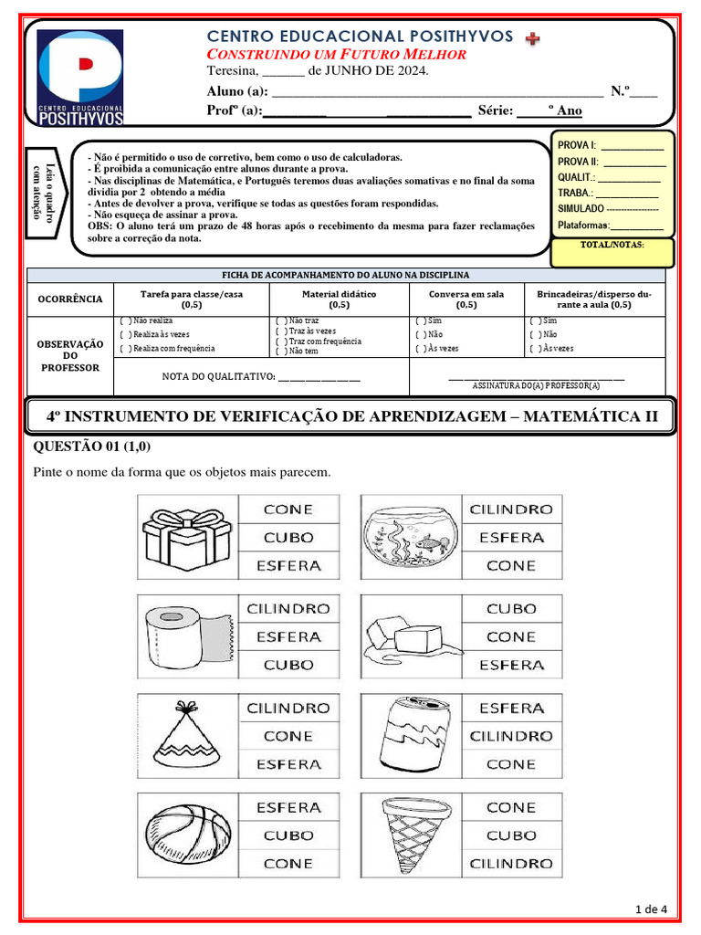 Prova de Mat - IIJUNHO2024 | PDF