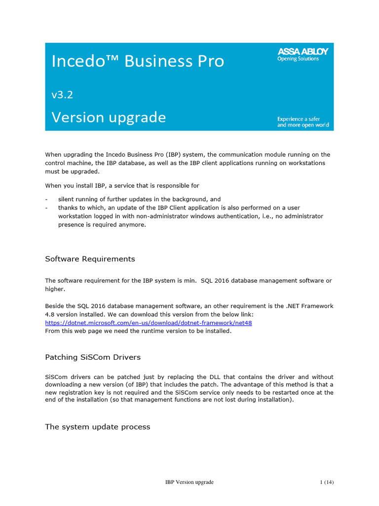 AA Incedo Business Pro Version Upgrade EN v3.2 | PDF | Microsoft Sql ...