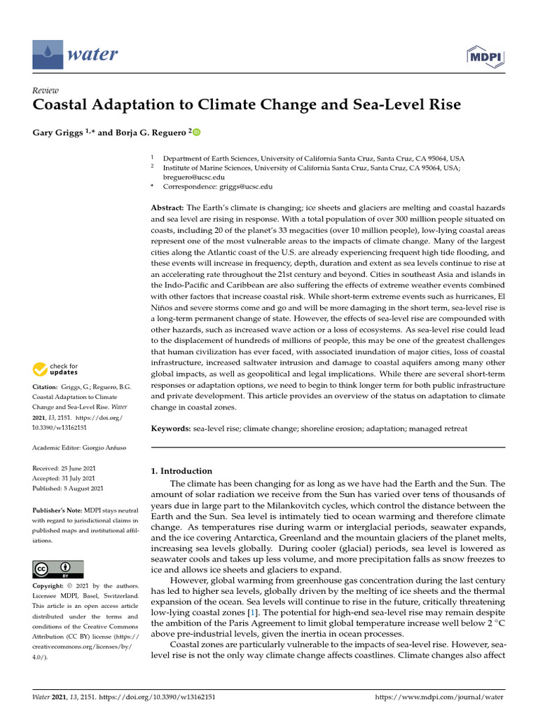 Coastal Adaptation To Climate Change and Sea-Level | PDF | Sea Level ...