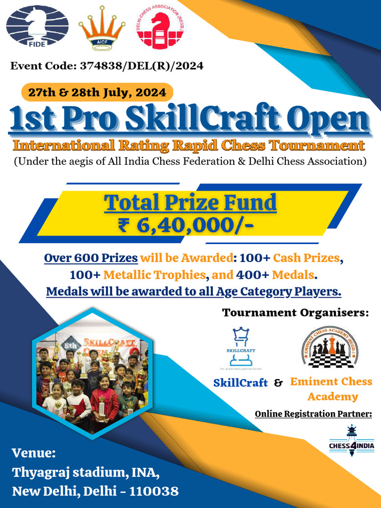 1st Pro SkillCraft Open Fide Rated, Thayagraj Stadium, Delhi | PDF | Lunch | Foods