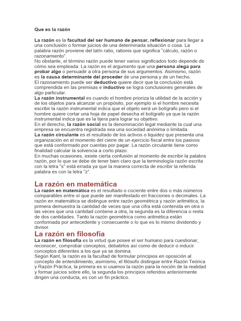 Que Es La Razón | PDF | Razón | Proporción