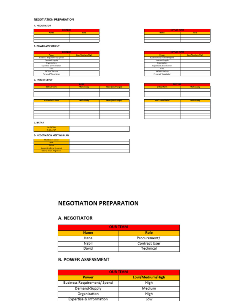 Negotiation Preparation Template | PDF | Procurement | Business