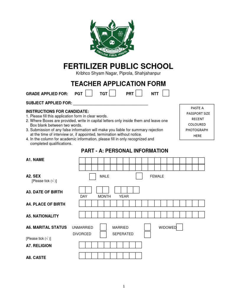 1teachers Application Form | PDF