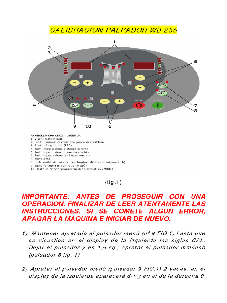 Calibracion Palpador WB 255 | PDF