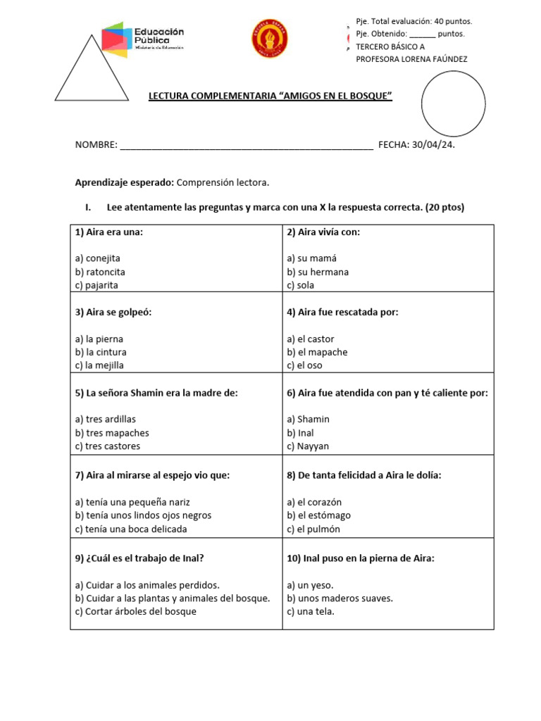 Prueba de Amigos en El Bosque | PDF