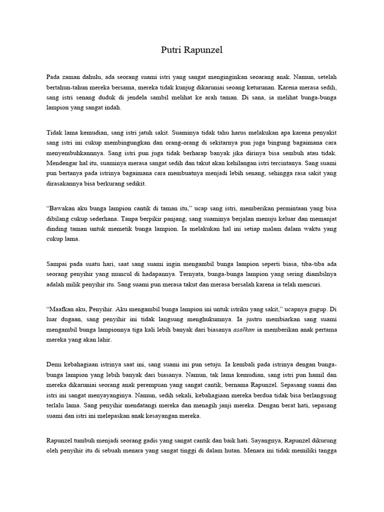 Putri Rapunzel | PDF | Fiksi Misteri, Thriller, & Kejahatan | Puisi