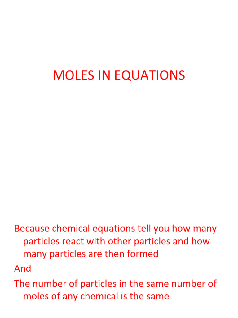 MOLES IN EQUATIONS Updated | PDF | Acid | Magnesium