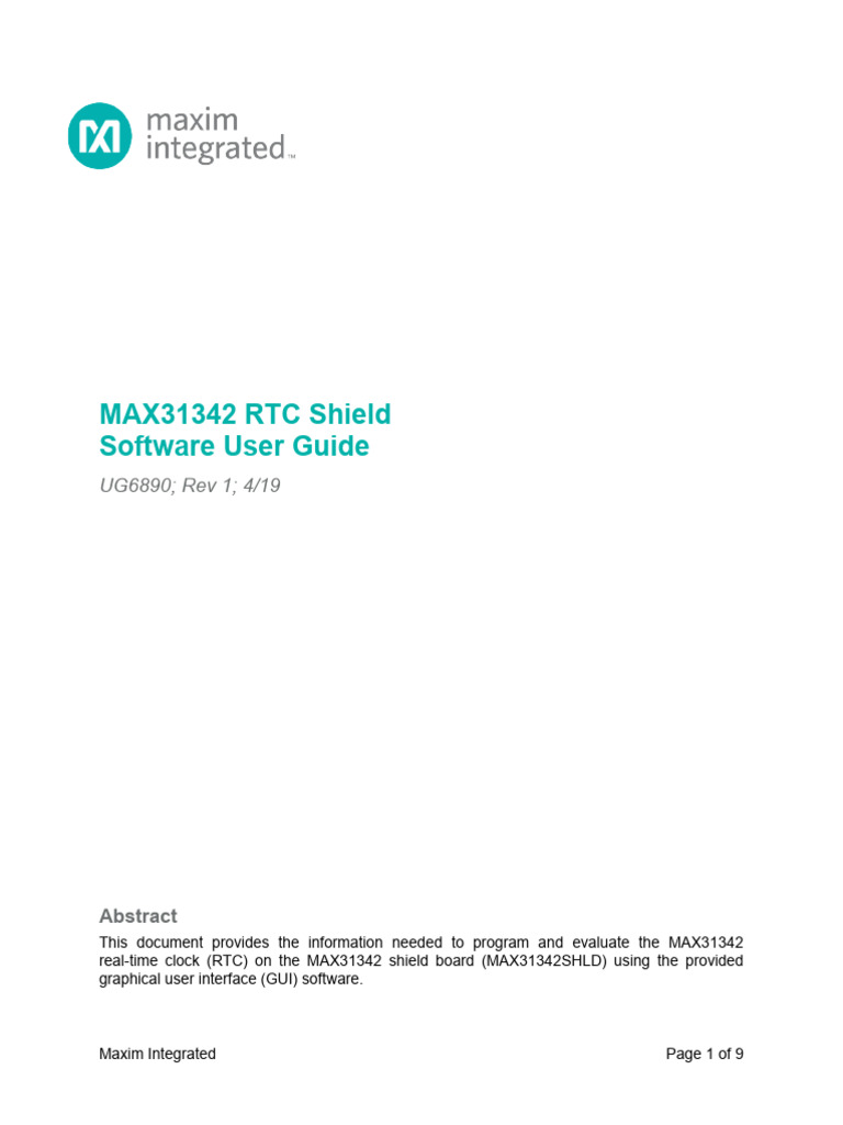 MAX31342 RTC Shield Software User Guide- bộ điều khiển thời gian thực ...