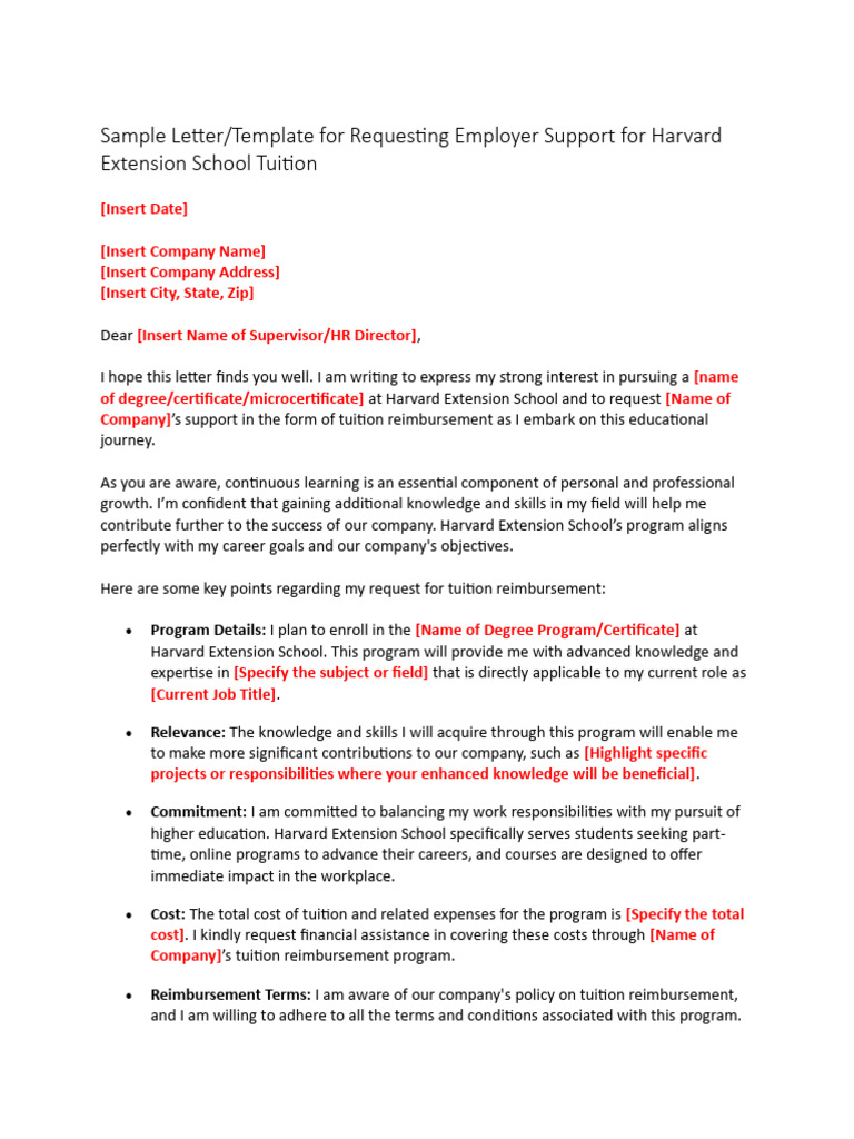 Request for Employer Tuition Support | PDF | Employment | Knowledge