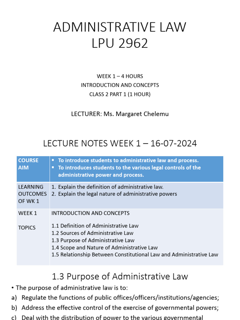 Lecture Notes WK 1 Class 2 Part 1 Purpose of Law & Scope & Nature of ... Lecture Notes WK 1 Class 2 Part 1 Purpose of Law & Scope & Nature of ...