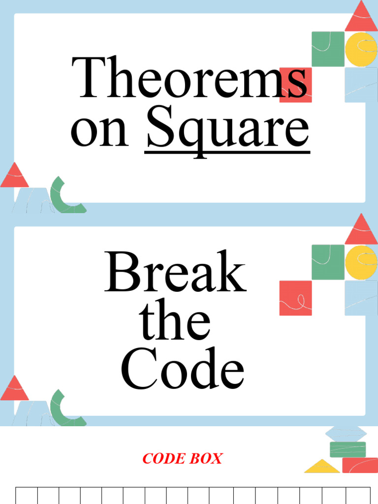 Theorems On Square | PDF | Perpendicular | Geometry
