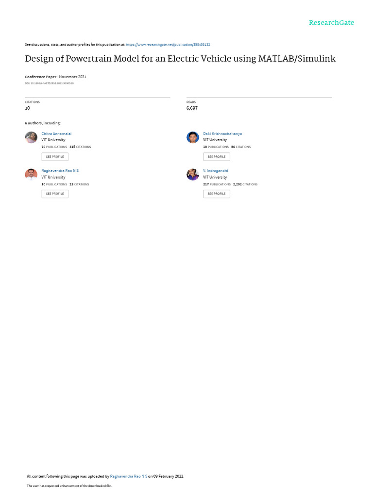 Design of Powertrain Model For An Electric Vehicle Using MATLAB ...