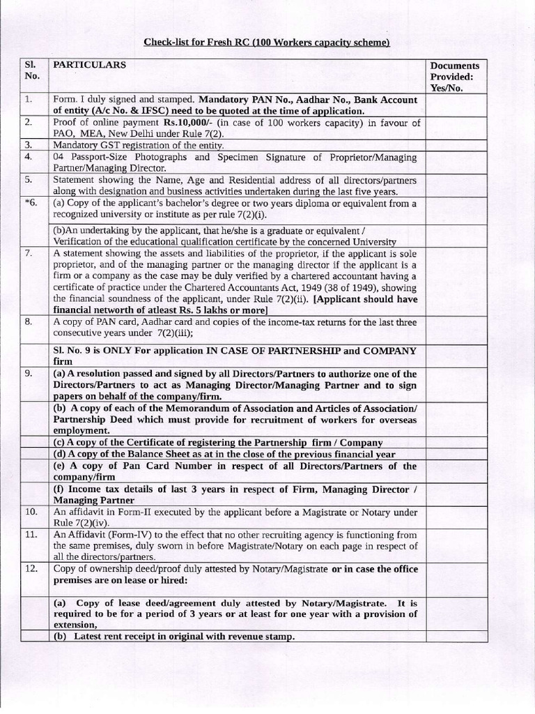 Revised Checklist-Process RA Renewal | PDF
