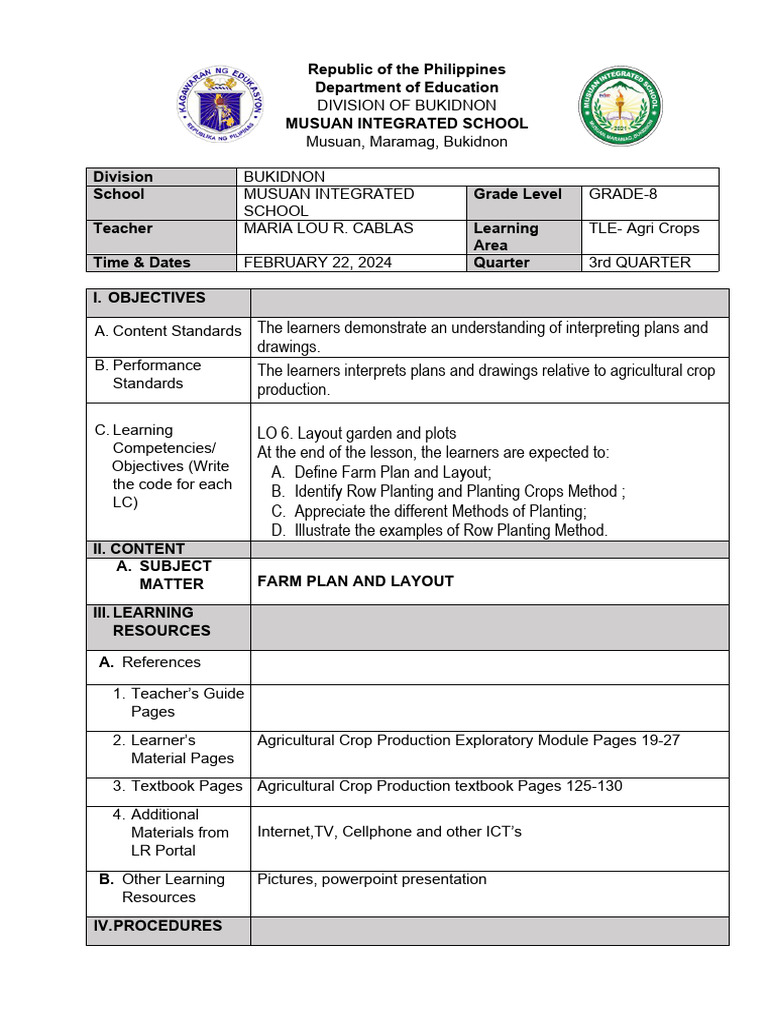 Agri Crops Production DLL | PDF | Learning | Farms