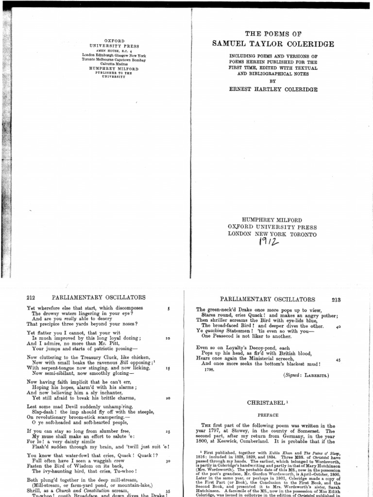 Coleridge Christabel | PDF