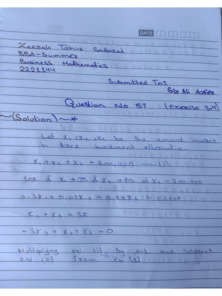 Business Mathematics Assignment | PDF
