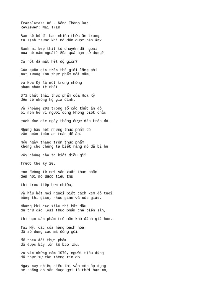 (Vietnamese) Food Expiration Dates Don't Mean What You Think - Carolyn ...