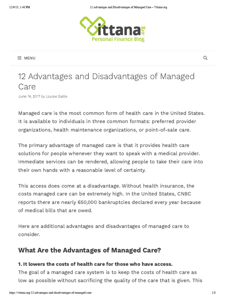Pros and Cons of Managed Care Explained | PDF | Managed Care | Patient