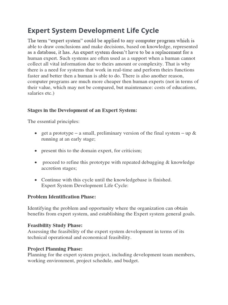 Expert System Development Life Cycle | PDF | System | Expert