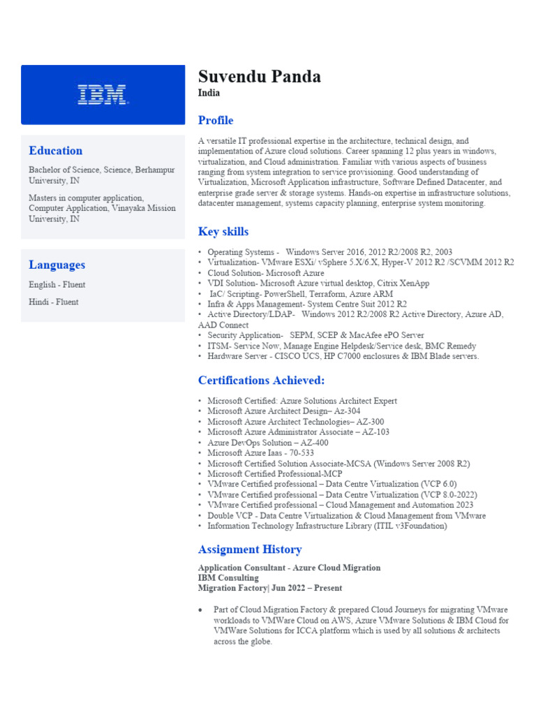 Resume Suvendu Azure Cloud Engineer | PDF | Cloud Computing | Microsoft ...