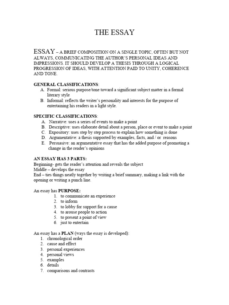 The Essay | PDF | Essays | Human Communication