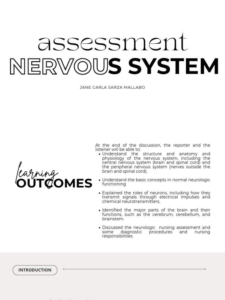 MALLABO Assessment of The Nervous System | PDF | Nervous System | Cerebrum