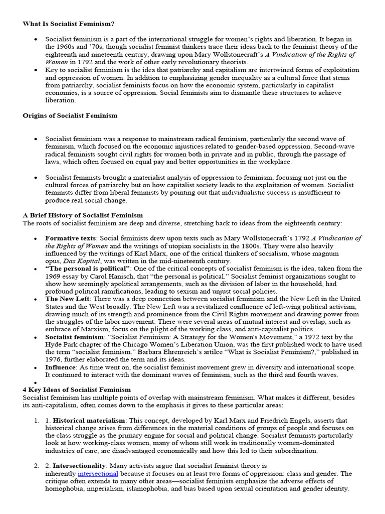 Understanding Socialist Feminism | PDF | Gender Studies | Feminism