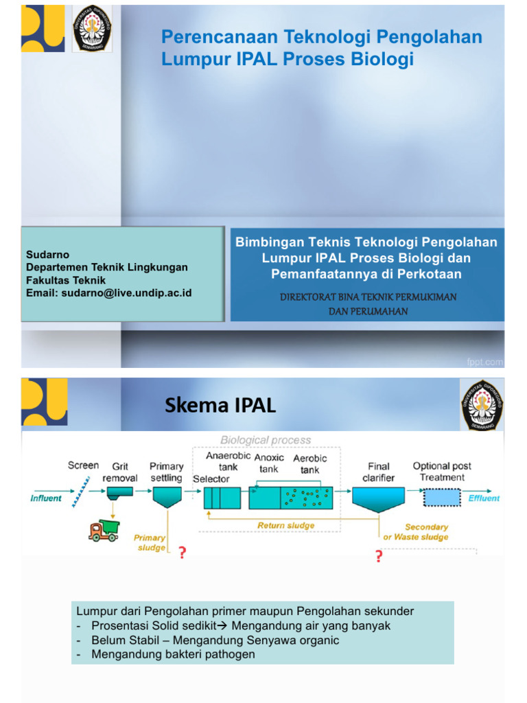 Perencanaan Teknologi Pengolahan Lumpur IPAL Proses Biologi Dr. Ing Sudarno, ST, MSC | PDF