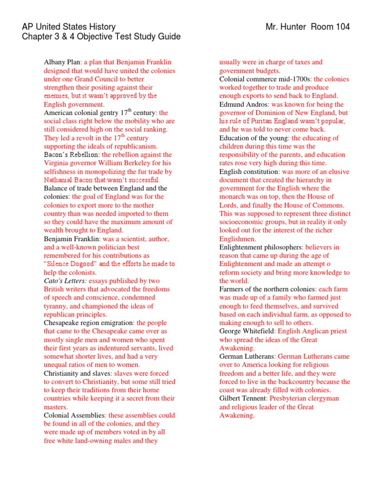 AP US History Study Guide | PDF | Massachusetts Bay Colony | Puritans