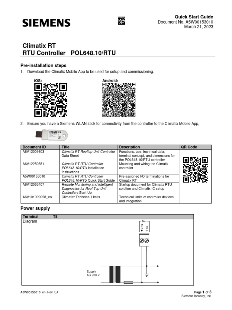 Climatix RTU Controller Quick Start Guide | PDF | Computing | Mobile ...